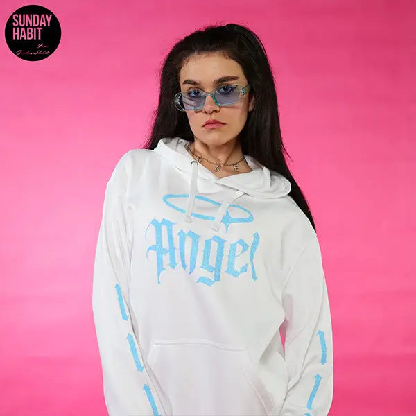 BLACK FRIDAY Angel - бяло худи от Lilly Anachkova в Sunday Habit